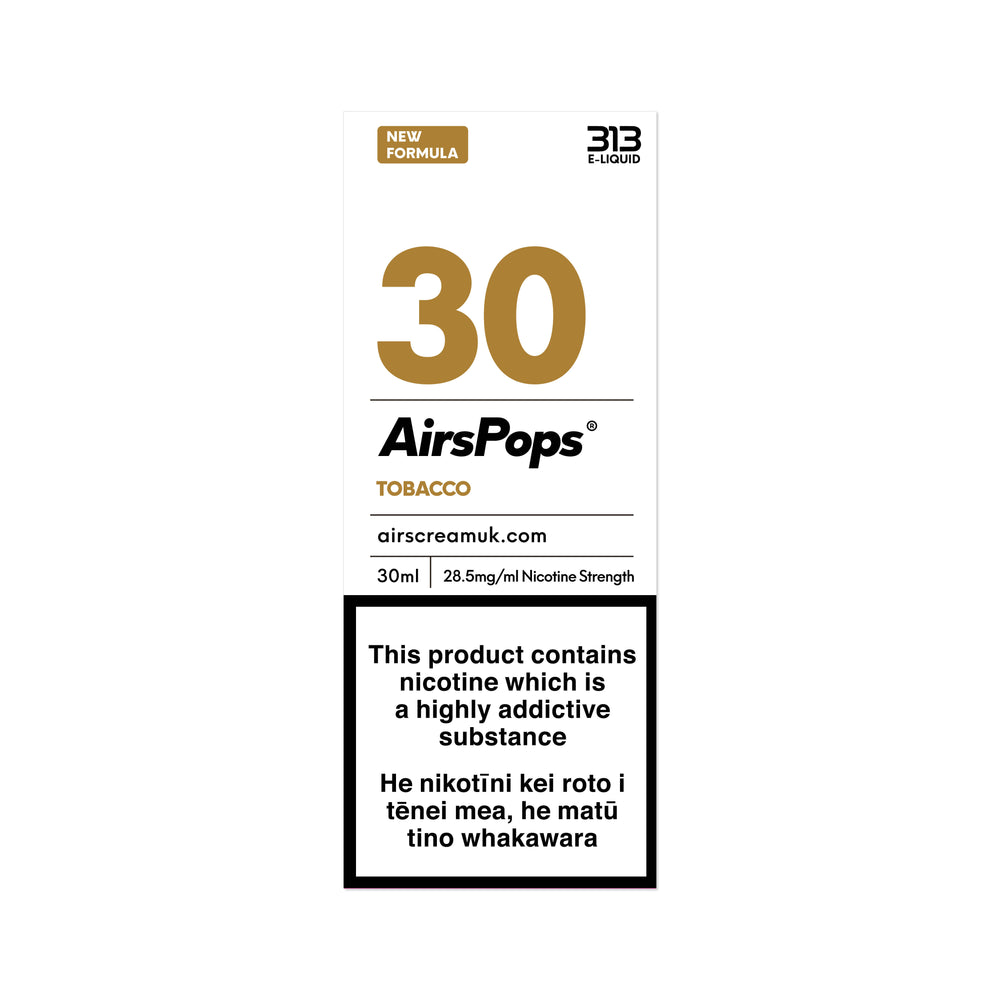 NO. 30 TOBACCO (Virginia Toba) - AirsPops 313 E-LIQUID 30ml – AIRSCREAM NZ