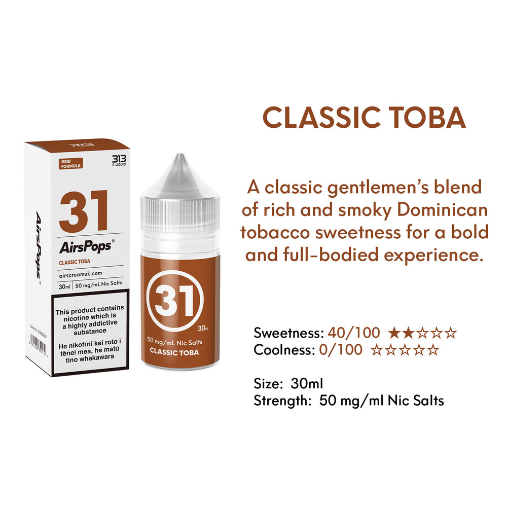 NO. 31 TOBACCO ( Classic Toba) - AirsPops 313 E-LIQUID 30ml – AIRSCREAM NZ