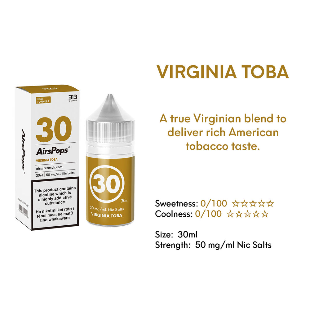 NO. 30 TOBACCO (Virginia Toba) - AirsPops 313 E-LIQUID 30ml – AIRSCREAM NZ